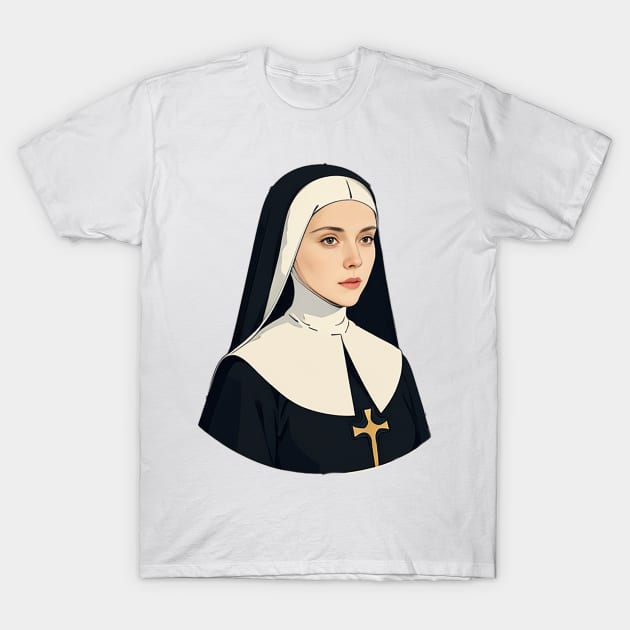 Illustration of a Modern Nun - Nun - T-Shirt | TeePublic